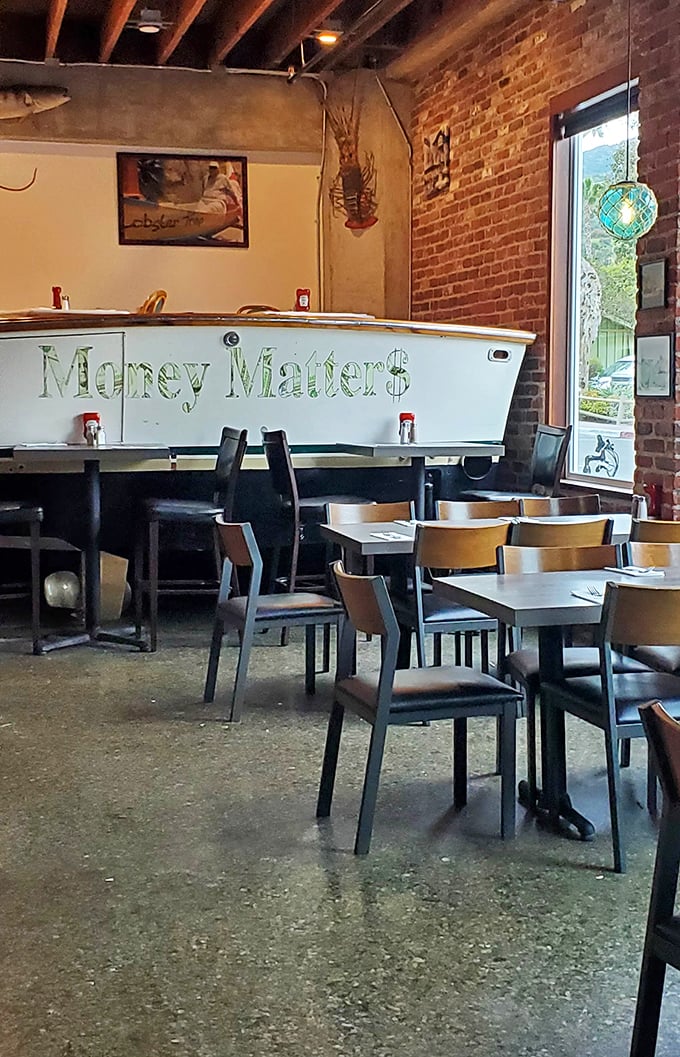 A repurposed boat becomes the coolest dining table in town. "Money Matters" indeed—especially when it comes to spending it on exceptional seafood.