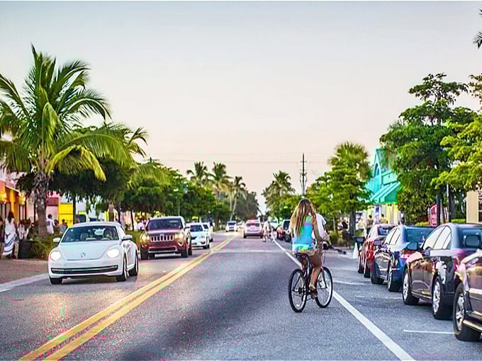 Cruising through Siesta Key's village feels like riding through a movie set where everyone's perpetually on vacation—even the locals.