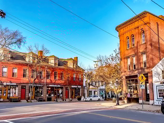 Historic buildings in warm hues create Southington's downtown palette—a living watercolor where your Social Security check goes further.