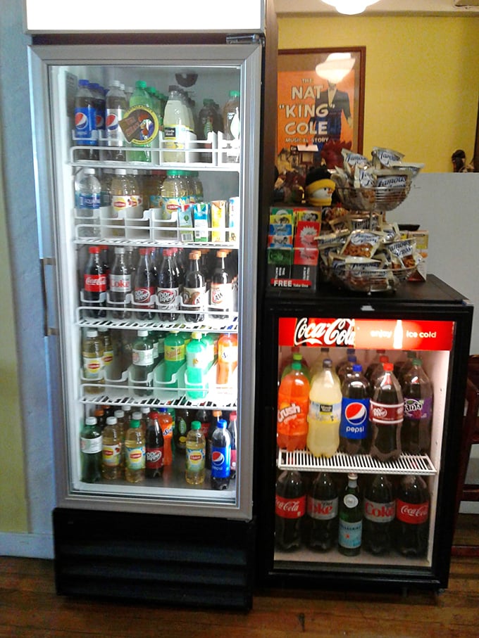 The drink selection covers all bases, from Coca-Cola classics to sweet tea. Proper hydration is essential for serious chicken consumption.