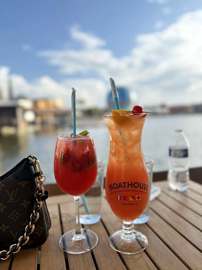 Waterfront cocktails that taste like Florida sunshine in a glass – the perfect companions for boat-watching and day-drinking disguised as "vacation research."