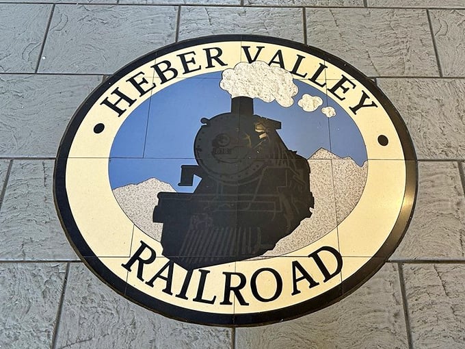 The Heber Valley Railroad emblem—where graphic design meets history in a perfect circle of nostalgia.