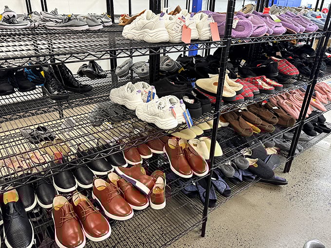 Men's shoes lined up like hopeful dance partners—those barely-worn leather oxfords might be your perfect match for just $8.99.
