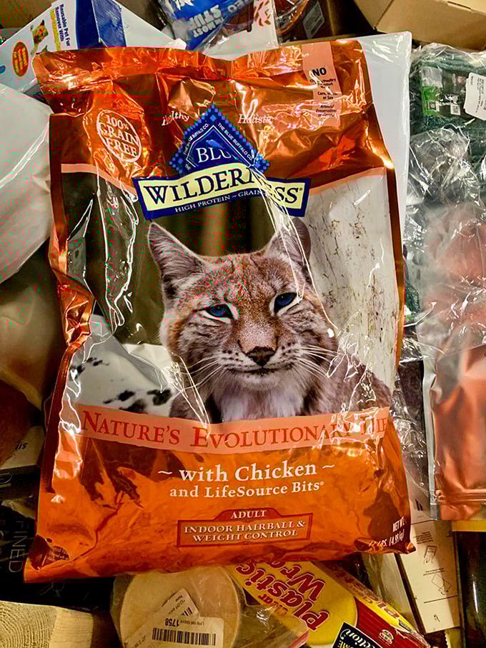 Premium pet food for bargain prices means Fluffy eats like royalty while your budget remains intact. The cat on the package looks as smug as you'll feel.