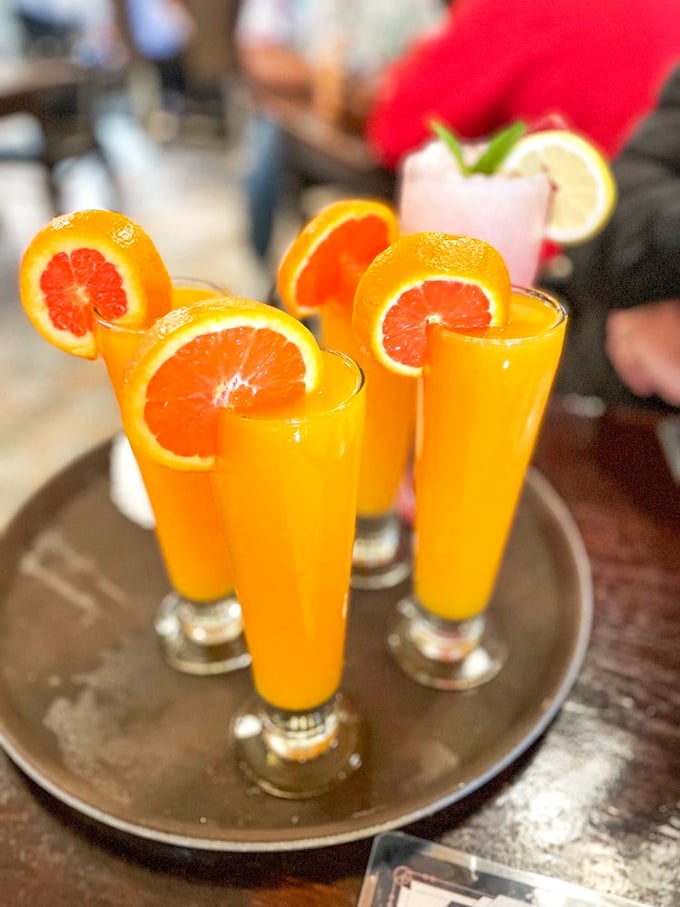Fresh-squeezed orange juice so vibrant it could jumpstart your day faster than your first cup of coffee—sunshine in a glass.
