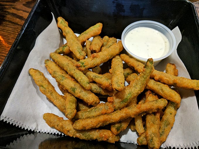 Fried green beans that make vegetables feel like an indulgence. Crispy, golden, and utterly dippable – your mother would approve of these greens.