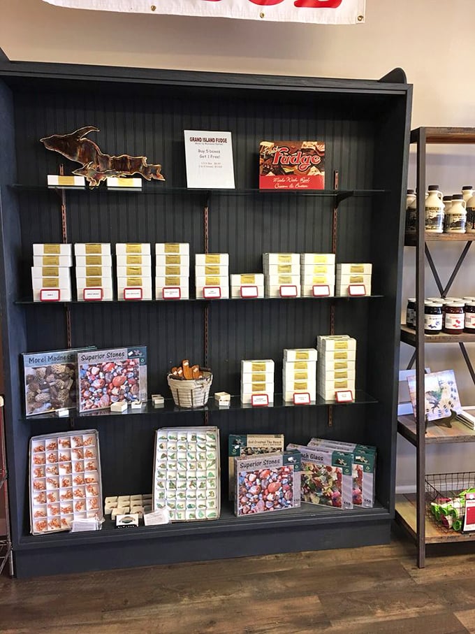 Beyond pasties lies a world of sweet temptations. The fudge and maple syrup selection offers the perfect UP souvenir—if it survives the trip home.