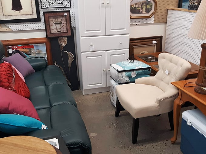 This furniture vignette could be straight from a design magazine—proof that secondhand doesn't mean second-best.