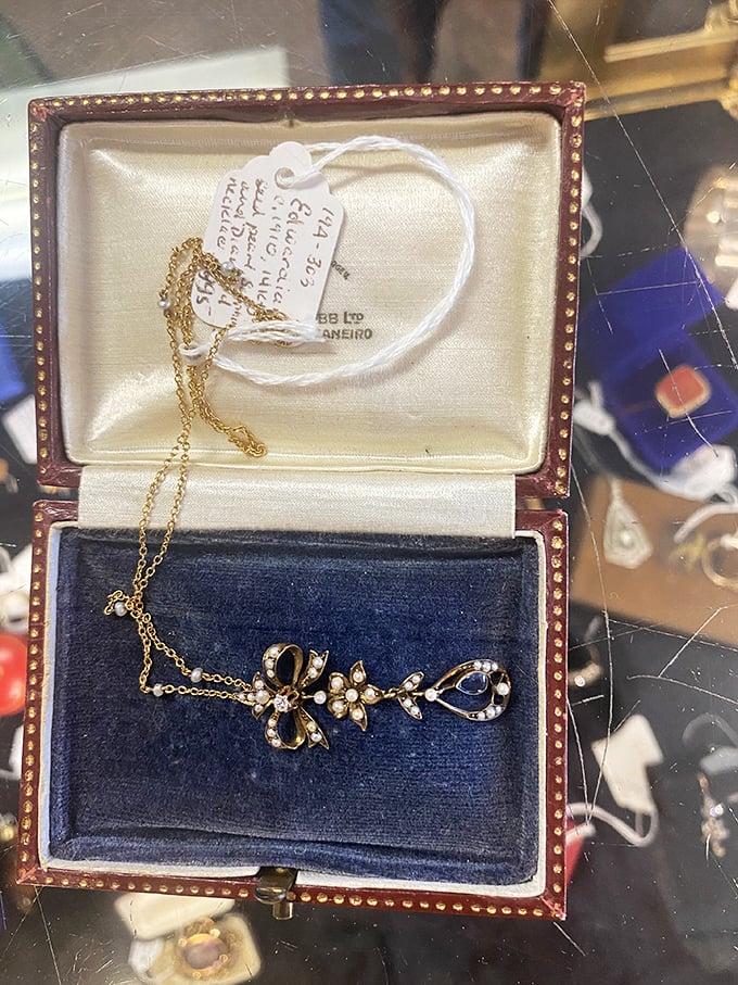 A vintage necklace that whispers elegance louder than any modern bling ever could.
