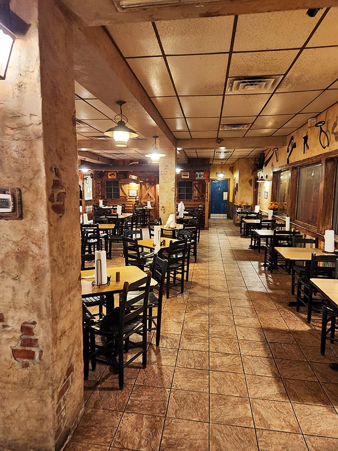 The dining room waits patiently between rushes, like a theater between acts—soon to be filled with the happy murmurs of satisfied diners.