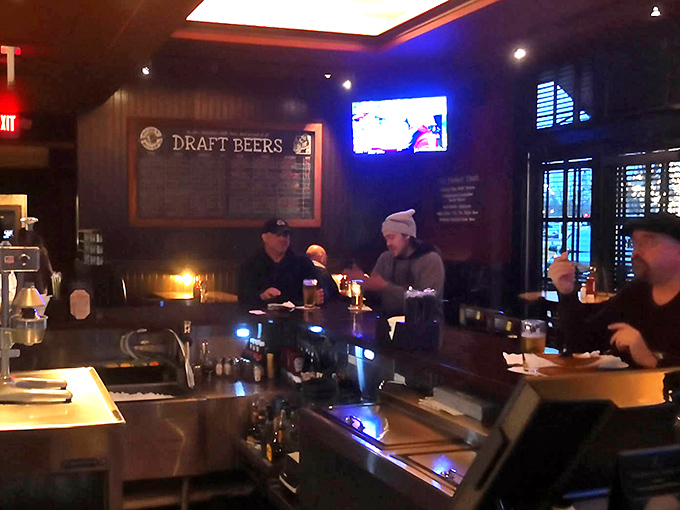 The bar's draft beer board – a changing canvas of liquid possibilities that pairs perfectly with game day.