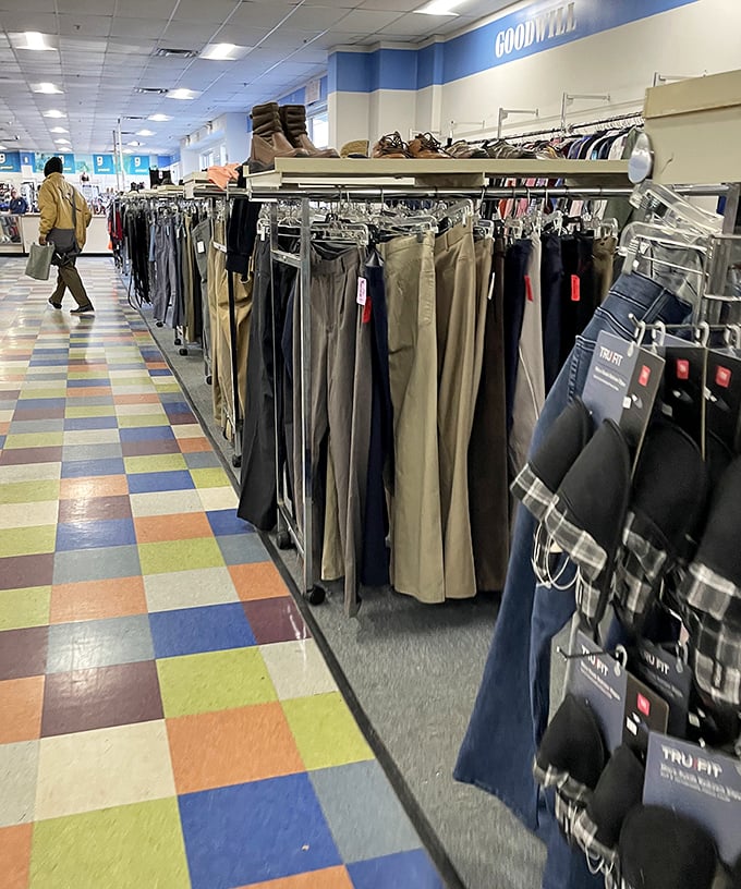 The multicolored floor tiles serve as your yellow brick road through this wonderland of secondhand treasures, leading to discoveries in every department.