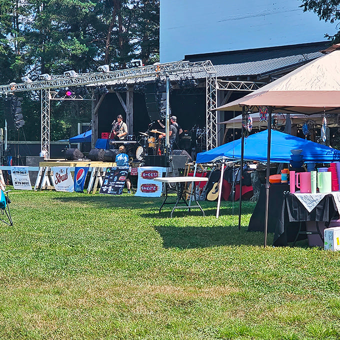 Local musicians take the stage, proving the Kane Family Drive-In offers more than just movies – it's community entertainment central.