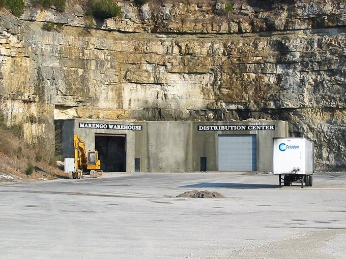 Storage facilities don't usually look this dramatic, but everything's more interesting carved into a limestone cliff.