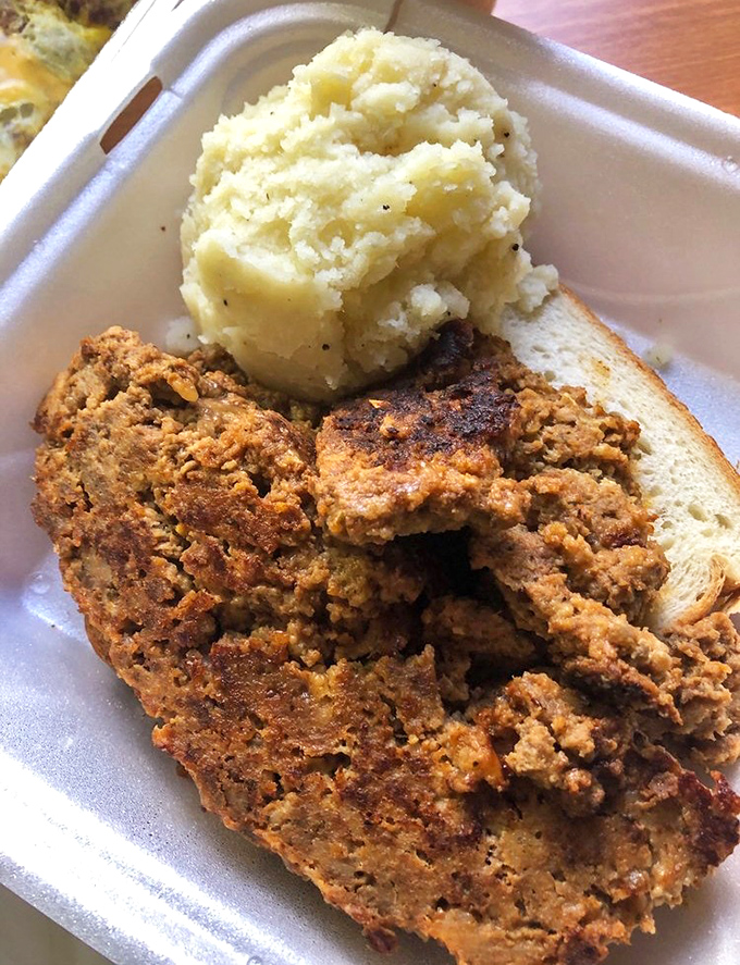 Meatloaf and mashed potatoes: the Fred Astaire and Ginger Rogers of comfort food, dancing perfectly together on this humble plate.