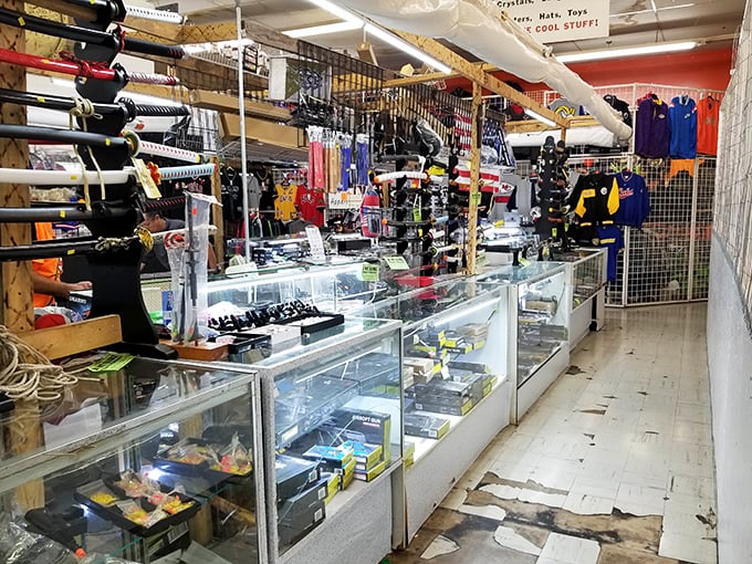 Swords, ninja stars, and nunchucks—this display cabinet is basically every 12-year-old's fantasy and every parent's negotiation challenge.