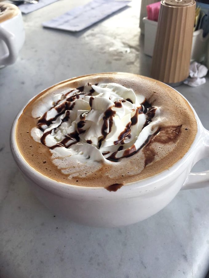 A mocha that understands the importance of proper whipped cream-to-coffee ratio—this isn't just a drink, it's a morning celebration.