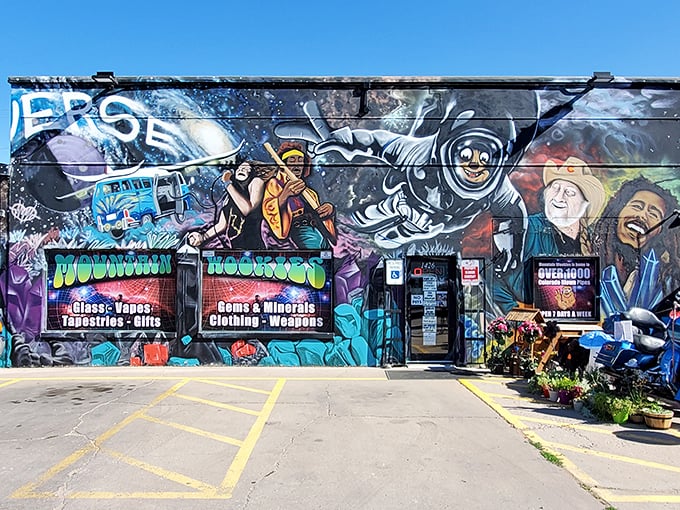 Mountain Wookies showcases Cañon City's artistic side with vibrant murals that brighten the wallet-friendly shopping experience.