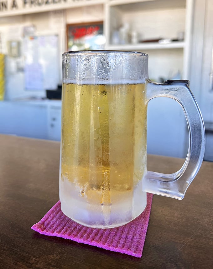 A frosty mug of beer so cold it's practically wearing a parka—the perfect antidote to Florida heat and the ideal companion to smoked fish.