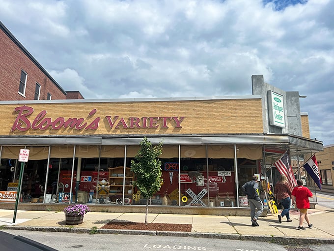The distinctive "Bloom's VARIETY" signage promises exactly what it delivers – a variety of vintage finds that would make any collector's heart race.