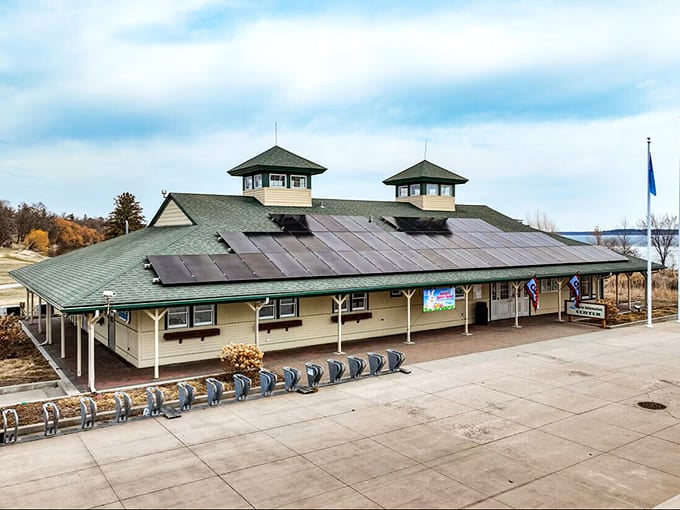 The Tourist Information Center's solar panels prove Bemidji balances tradition with forward-thinking practicality, much like its approach to affordable living.