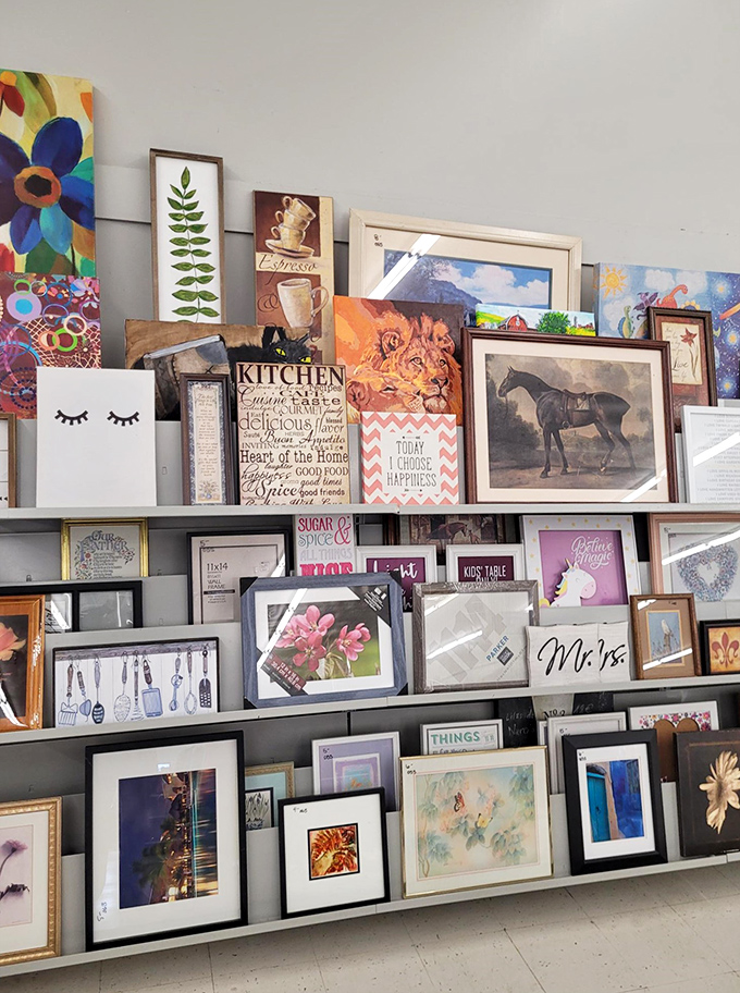 Wall art for every taste—from "Live, Laugh, Love" to actual art. The frames alone are worth the treasure hunt through this gallery of possibilities.