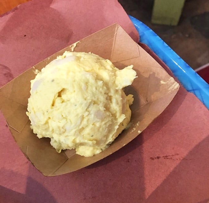 Potato salad that knows its place in the BBQ ecosystem—creamy enough to complement the smoke without demanding too much attention.