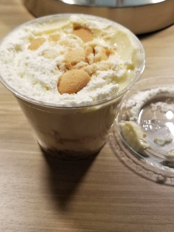Banana pudding that makes you question why you've wasted time on lesser desserts. Those vanilla wafers aren't just floating—they're doing the backstroke in creamy paradise.