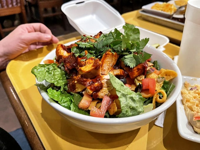A BBQ chicken salad that makes eating greens feel like cheating – who knew healthy could taste this sinful?