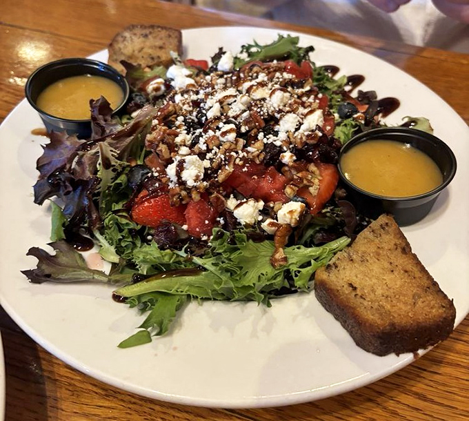 A salad that actually makes you forget you're eating healthy—the culinary equivalent of sneaking vegetables into a kid's dessert.