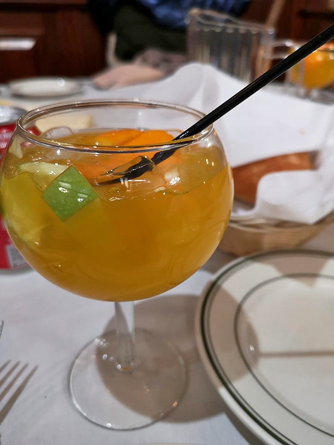Not your college sangria! This sophisticated glass of sunshine contains fruit that's actually enjoying its swim rather than drowning in cheap wine.