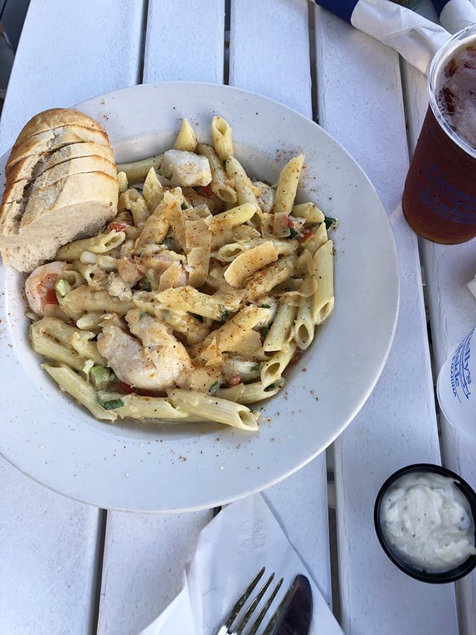 Seafood pasta that doesn't whisper "I'm from the ocean" – it belts it out like Aretha Franklin demanding R-E-S-P-E-C-T.