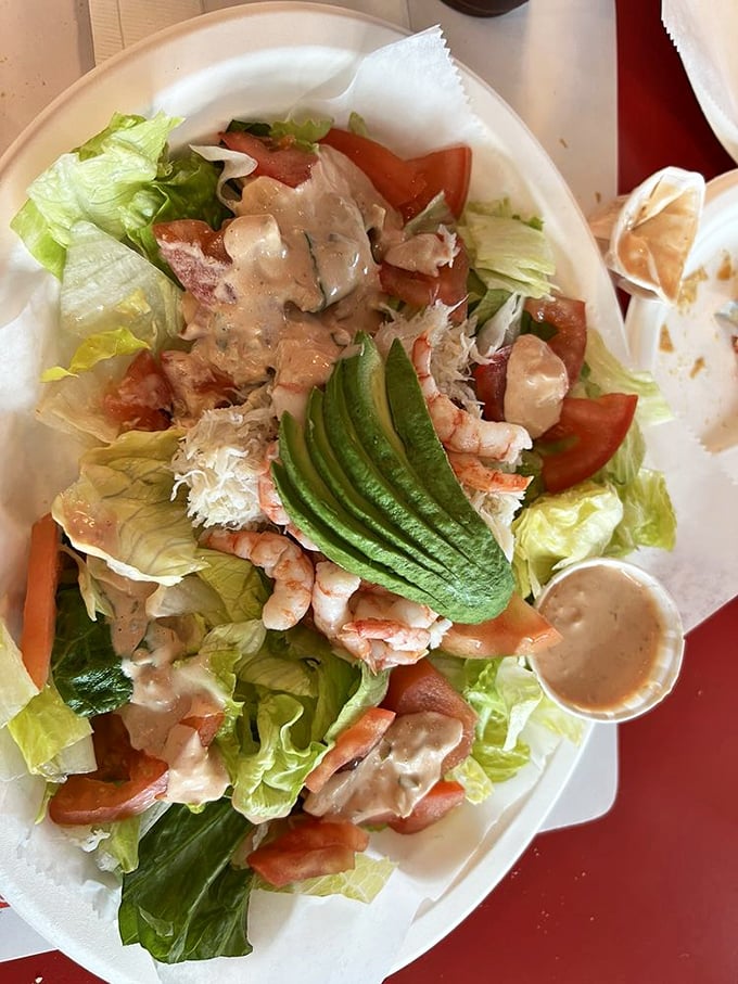 The Shrimp Louie salad – because sometimes you want your seafood with a side of vegetables.
