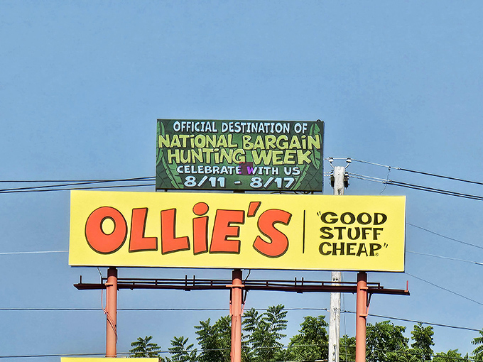 The roadside billboard announces "National Bargain Hunting Week" like it's a holiday—and for dedicated shoppers, it absolutely is.