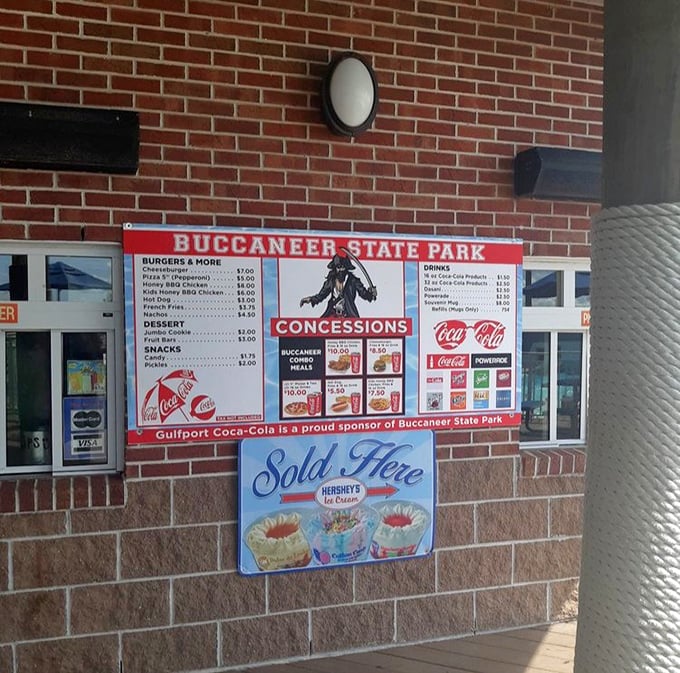 The snack shop menu—where vacation calories don't count and ice cream becomes an essential food group.