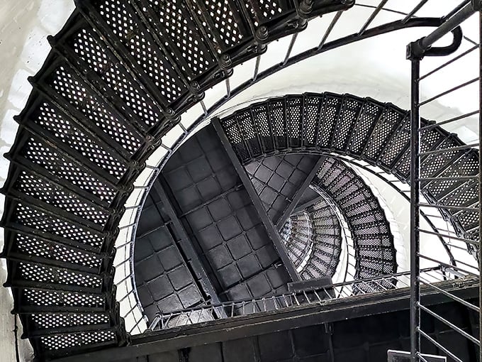 The lighthouse's spiral staircase isn't just a climb—it's a time machine ascending through maritime history, one step at a time.