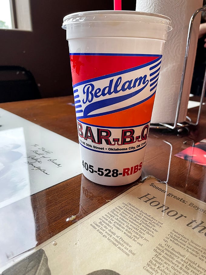 Their branded cup isn't just holding sweet tea; it's containing liquid Southern sunshine that pairs perfectly with smoky meats.