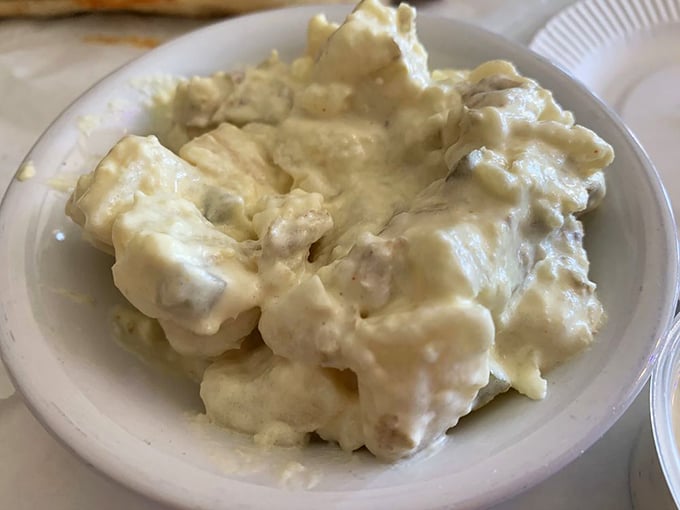 Potato salad that doesn't come from some fancy deli case—this is the real deal, the kind grandmothers approve of.