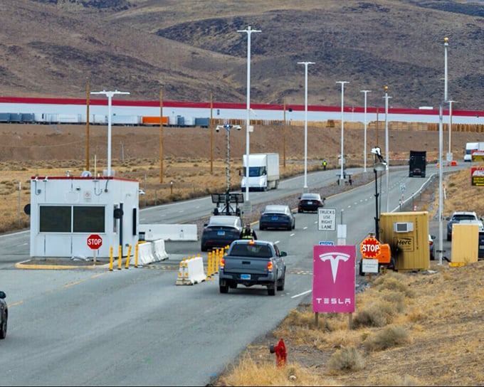 The future meets the desert. Tesla's nearby presence represents the new economic opportunities emerging alongside Fernley's affordable lifestyle.