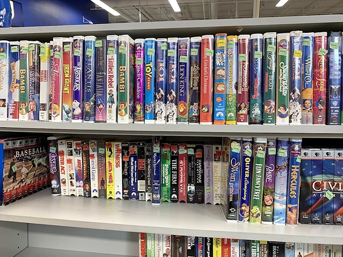 VHS tapes bringing nostalgia in bulk form—remember when rewinding was actually a thing we had to do manually?