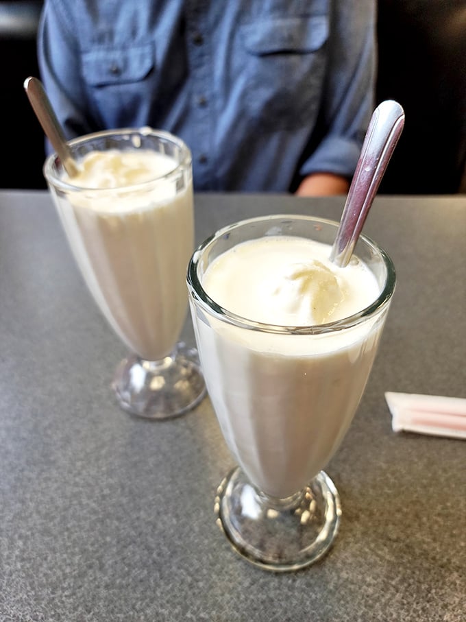 These milkshakes are so thick, the spoon stands at attention—dessert masquerading as a beverage, and nobody's complaining.