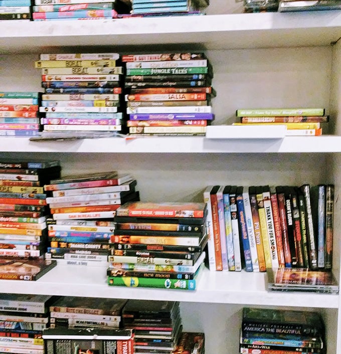 The DVD and media section—where physical entertainment refuses to die. Find that obscure movie you loved before streaming services decided what you should watch.