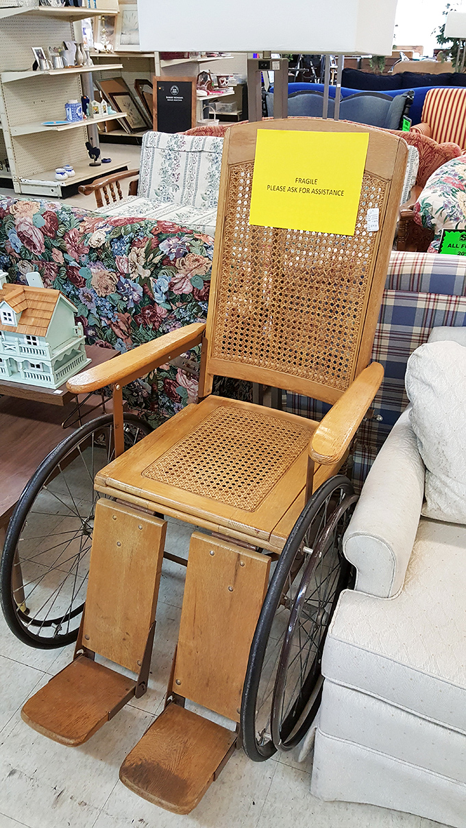 This vintage wheelchair isn't just mobility equipment—it's Hollywood set-worthy, practically begging to be featured in a period drama.