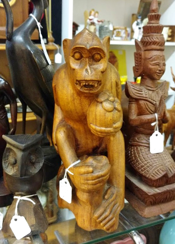 Wooden creatures with personalities bigger than their size. That monkey looks like he knows secrets about the universe that we're still trying to figure out.