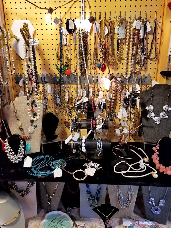 A treasure chest for your neck! This jewelry display offers everything from statement pieces to subtle sparklers—each waiting to become your "lucky necklace" for job interviews.