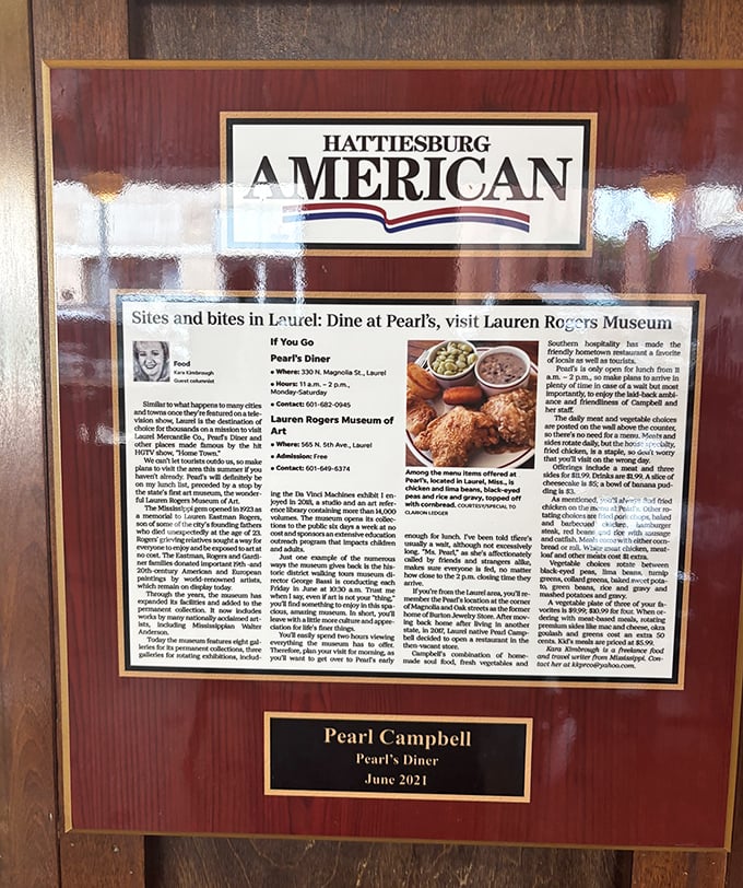 Even the Hattiesburg American knows a good thing when they taste it – Pearl's Diner earned its place in local food history.