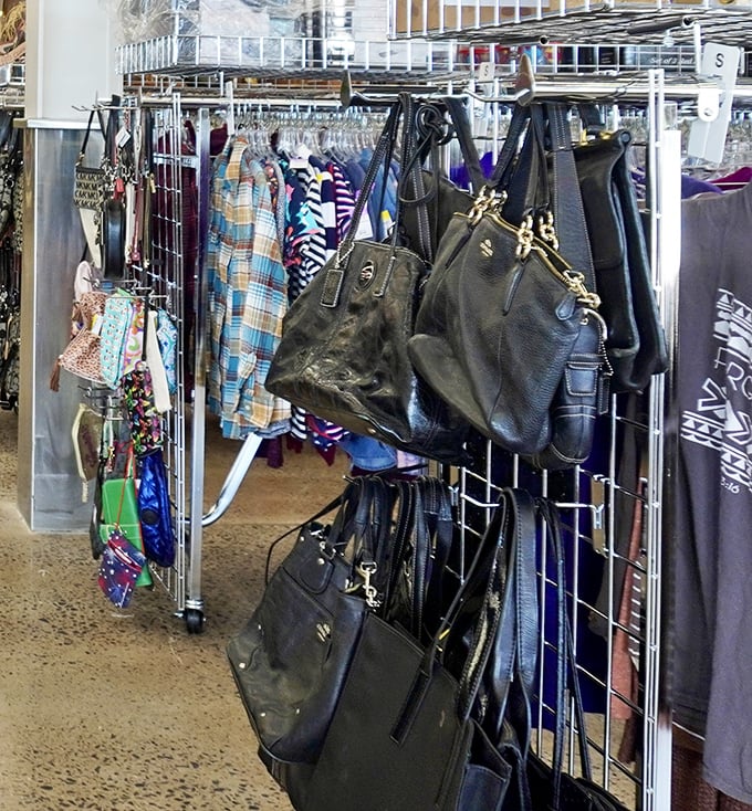 Purses hang organized and accessible, proving that designer-style accessories don't require designer-level budgets to enjoy.