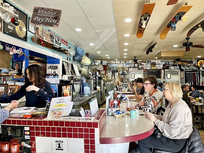 The counter – where breakfast magic happens before your eyes and regulars exchange knowing nods that say, "Yes, we found the good place."