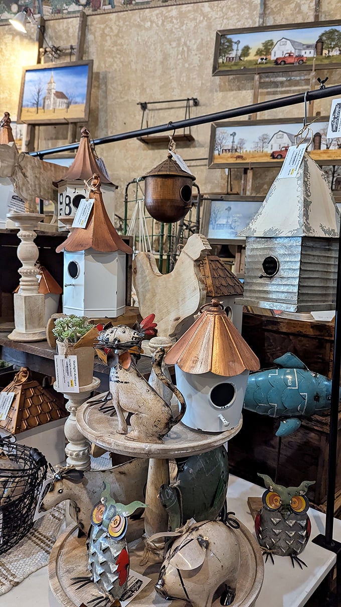 These aren't just birdhouses – they're whimsical avian real estate, from rustic metal roofed cottages to copper-topped manors for the discerning feathered resident.