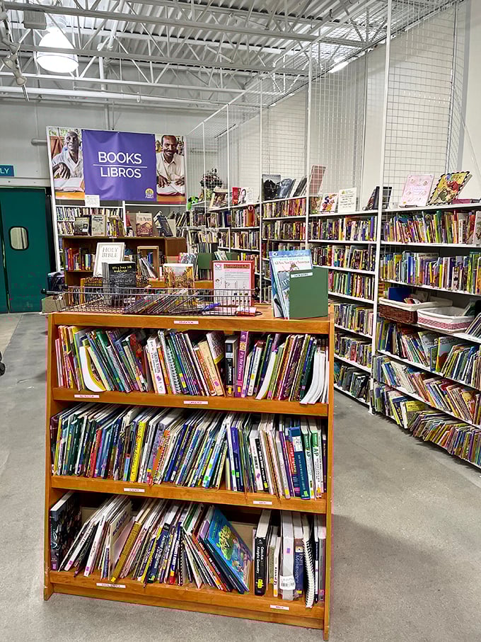 Literary worlds stack floor to ceiling, offering adventures at paperback prices—the ultimate all-you-can-read buffet for the budget-conscious bookworm.